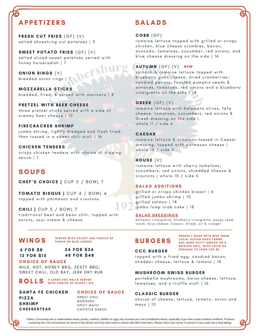 Chambersburg CC Fall Pub Menu 2024 by... - Flipsnack