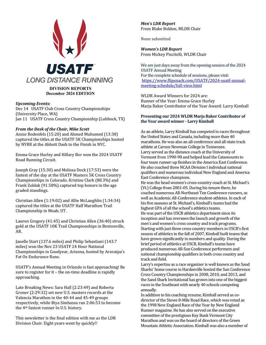 2024 USATF LDR Newsletter - Dec by sarah.linehan - Flipsnack