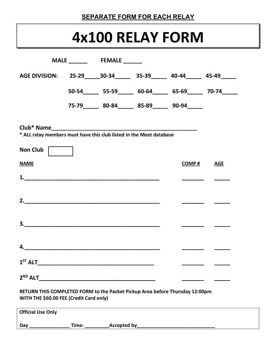 4x100 Relay Form by sarah.linehan - Flipsnack