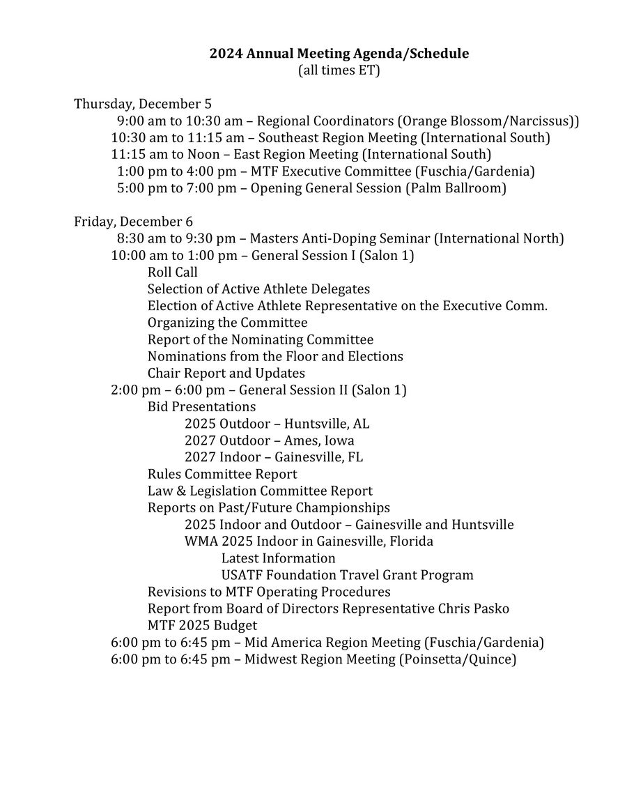 USATF Annual Meeting next Thurs-Sun: What great ideas for T&F will come ...
